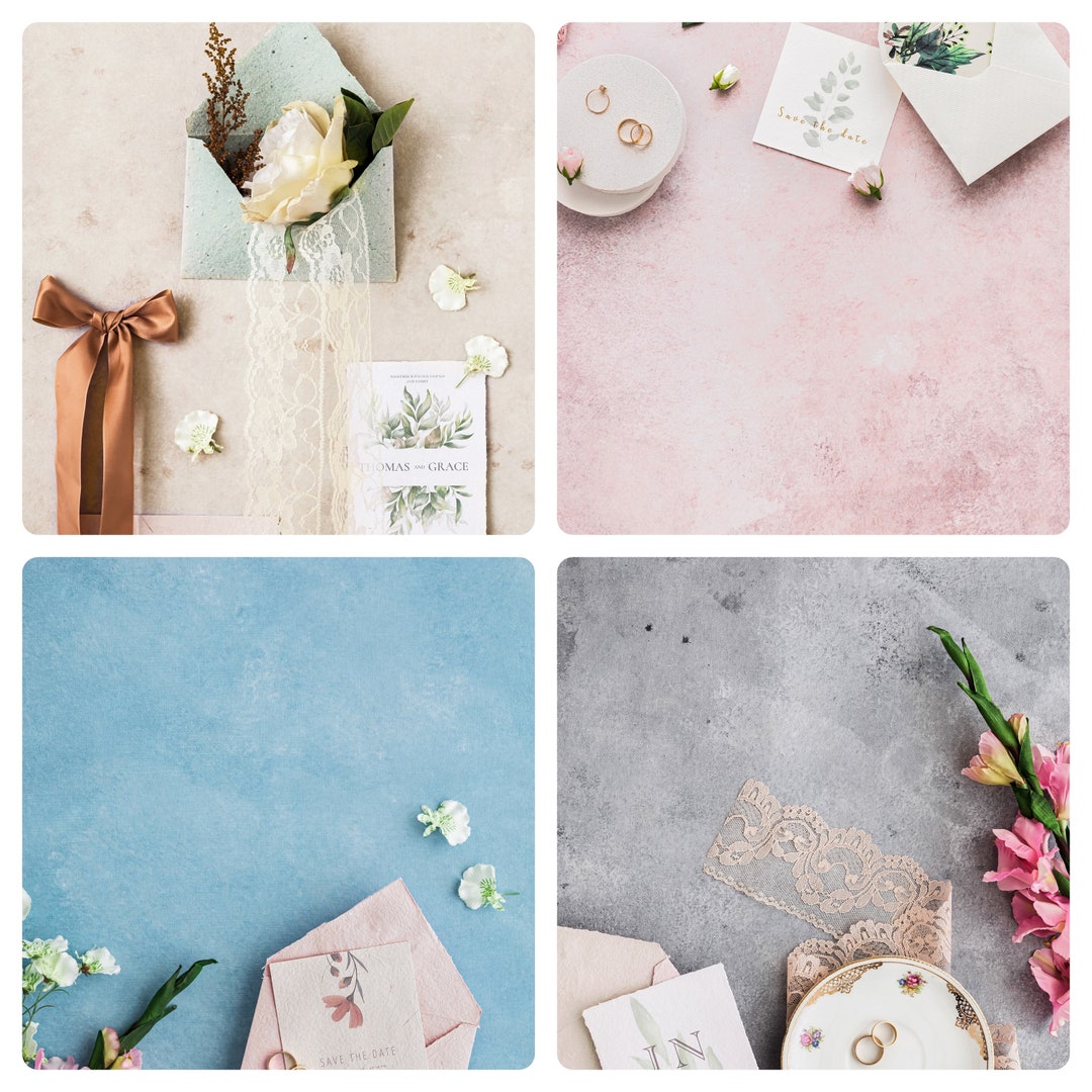 4 Four Flat Lay Backdrops for Wedding and Product Photography, Hand ...