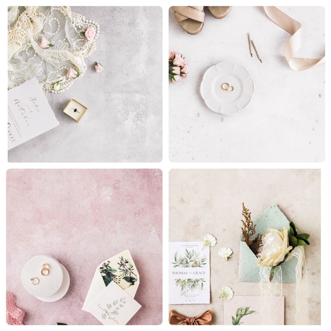 4 Four Flat Lay Backdrops for Wedding and Product Photography, Hand ...