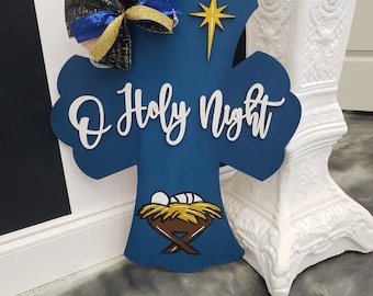 Door Hanger Template oh Holy Night Nativity - Etsy
