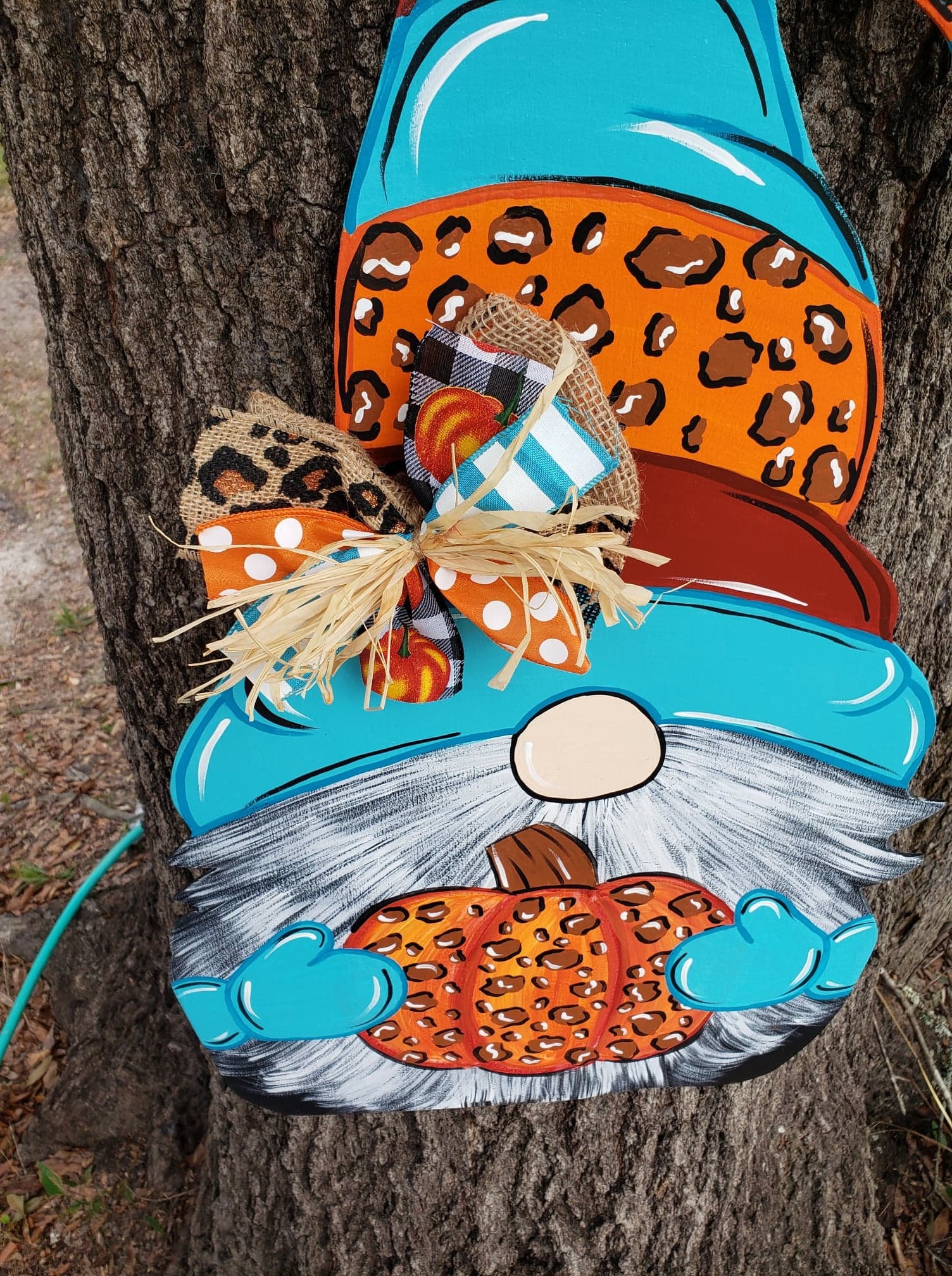 Fall Gnome Door Hanger Door Decor Leopard print Pumpkin | Etsy