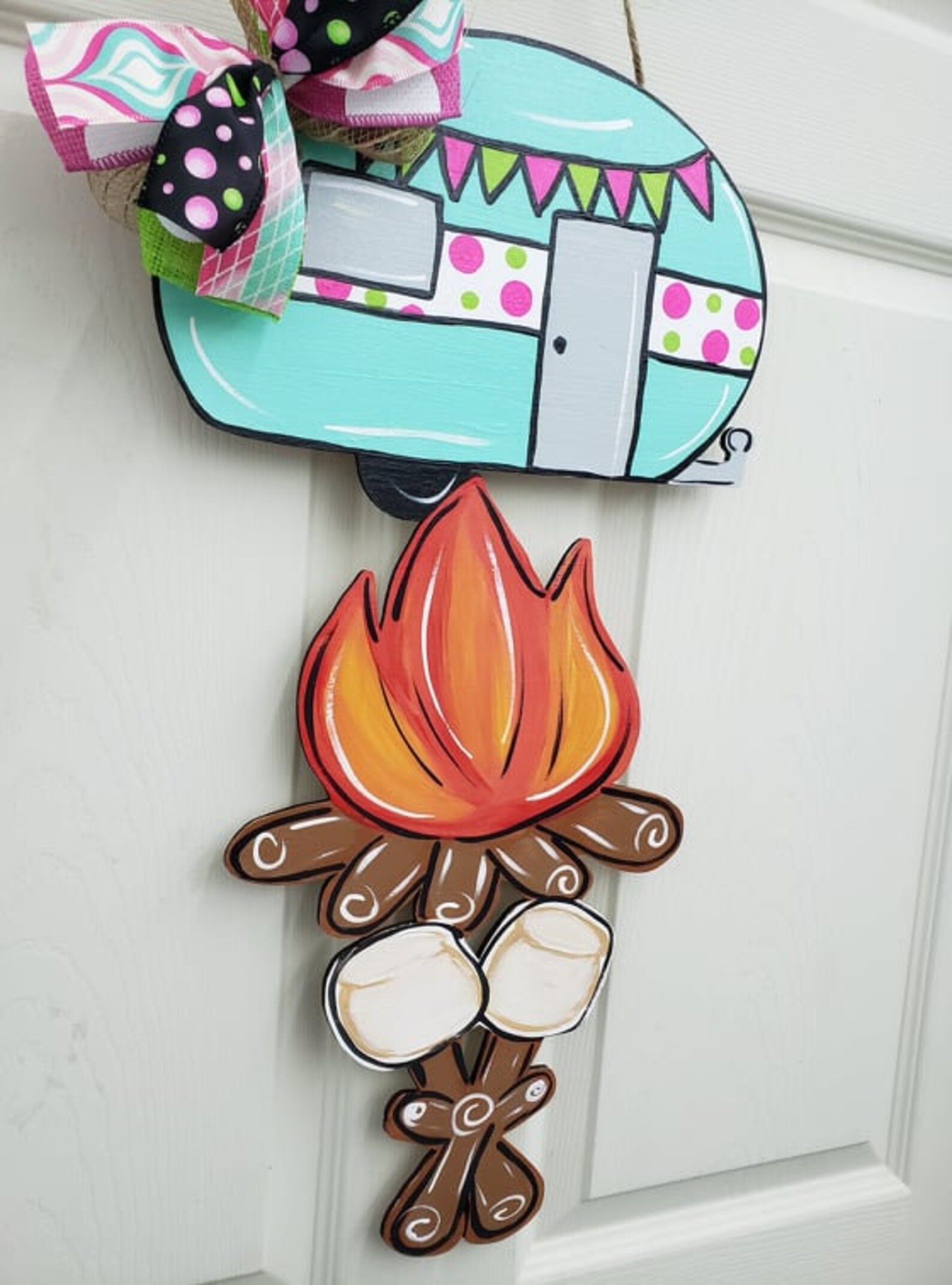 Camper Campfire Marshmallows Door Hanger - Etsy