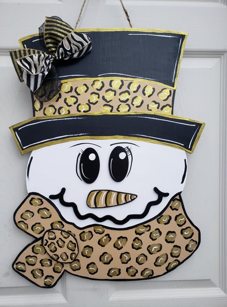 Leopard Print, Snowman, Door Hanger - Etsy