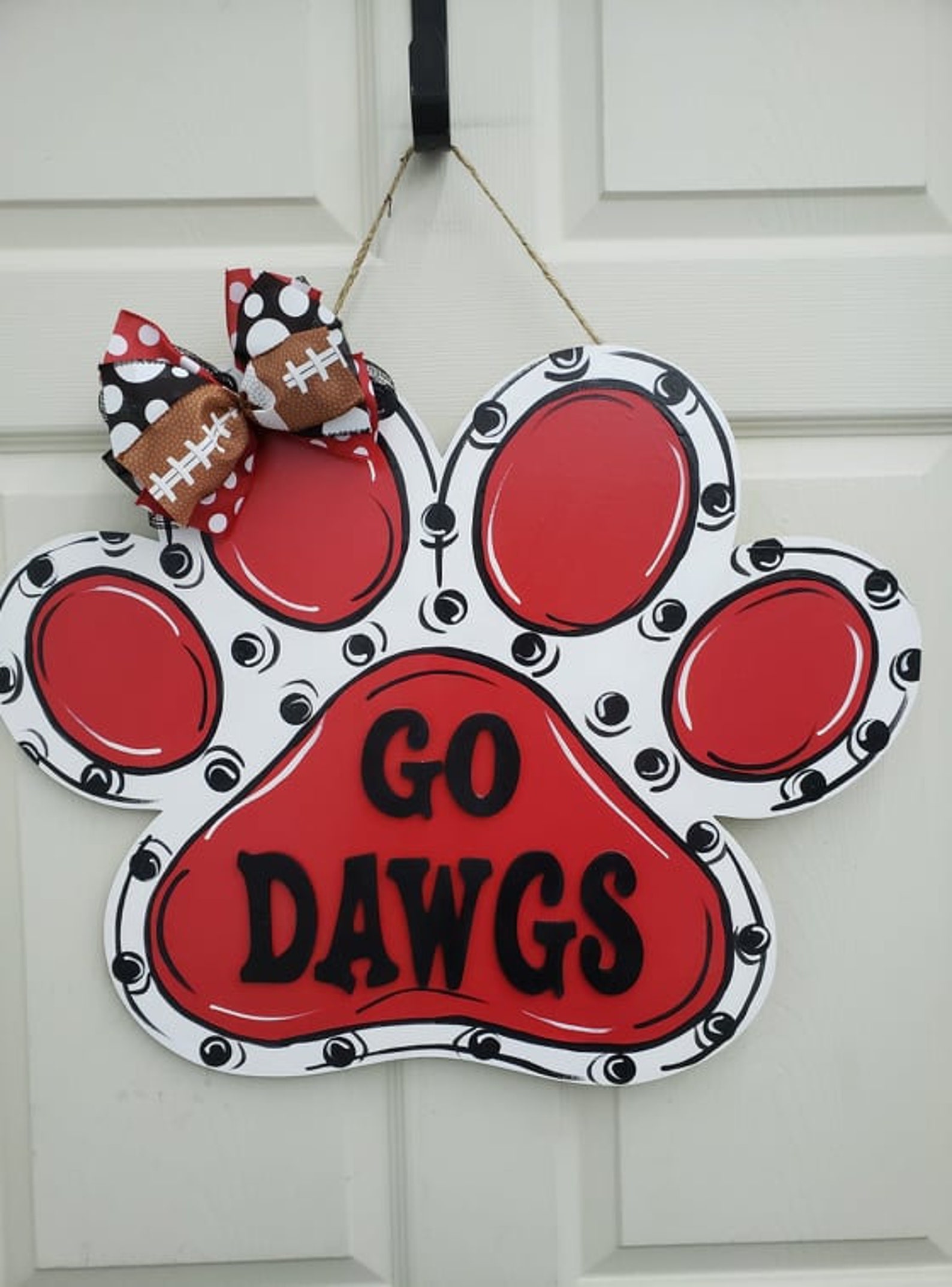 Go Dogs, Go Dawgs, Paw Print, Door Hanger, Door Decor,wreath, Georgia ...
