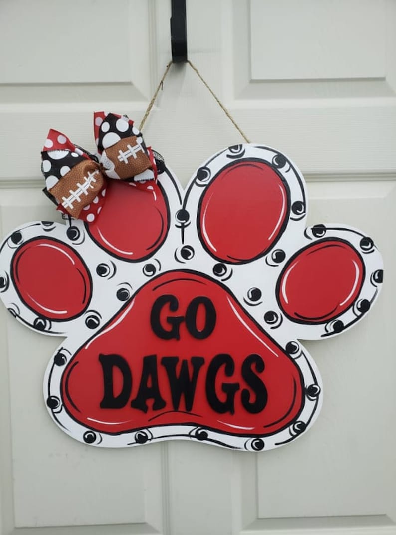 Go Dogs, Go Dawgs, Paw Print, Door Hanger, Door Decor,wreath, Georgia ...