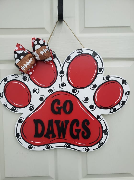 Home Décor Red and Black Paw Print Door Hanger Go Dawgs Wreaths & Door ...