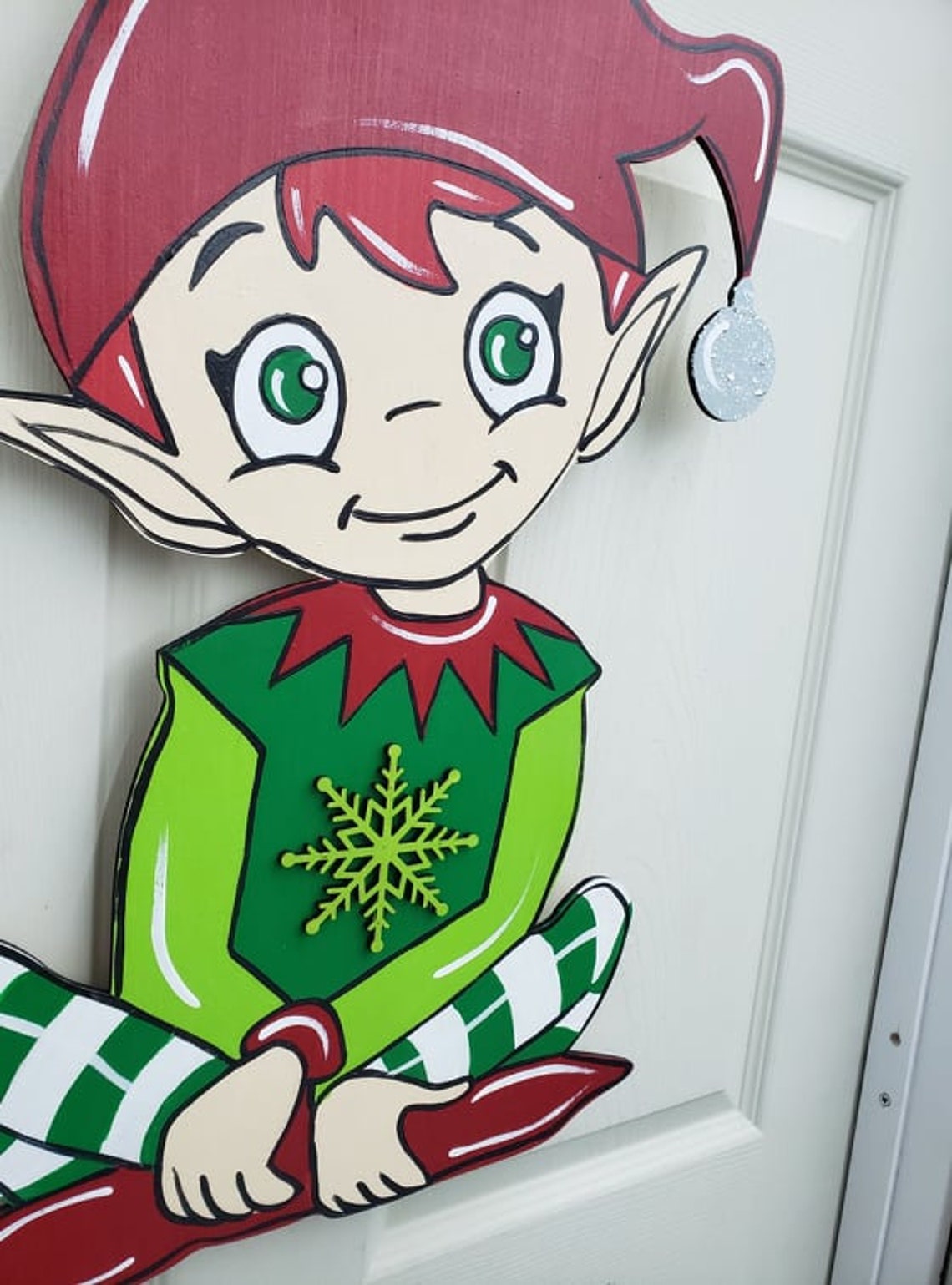 Christmas Elf Cute Door Hanger Door Decor Wreath | Etsy