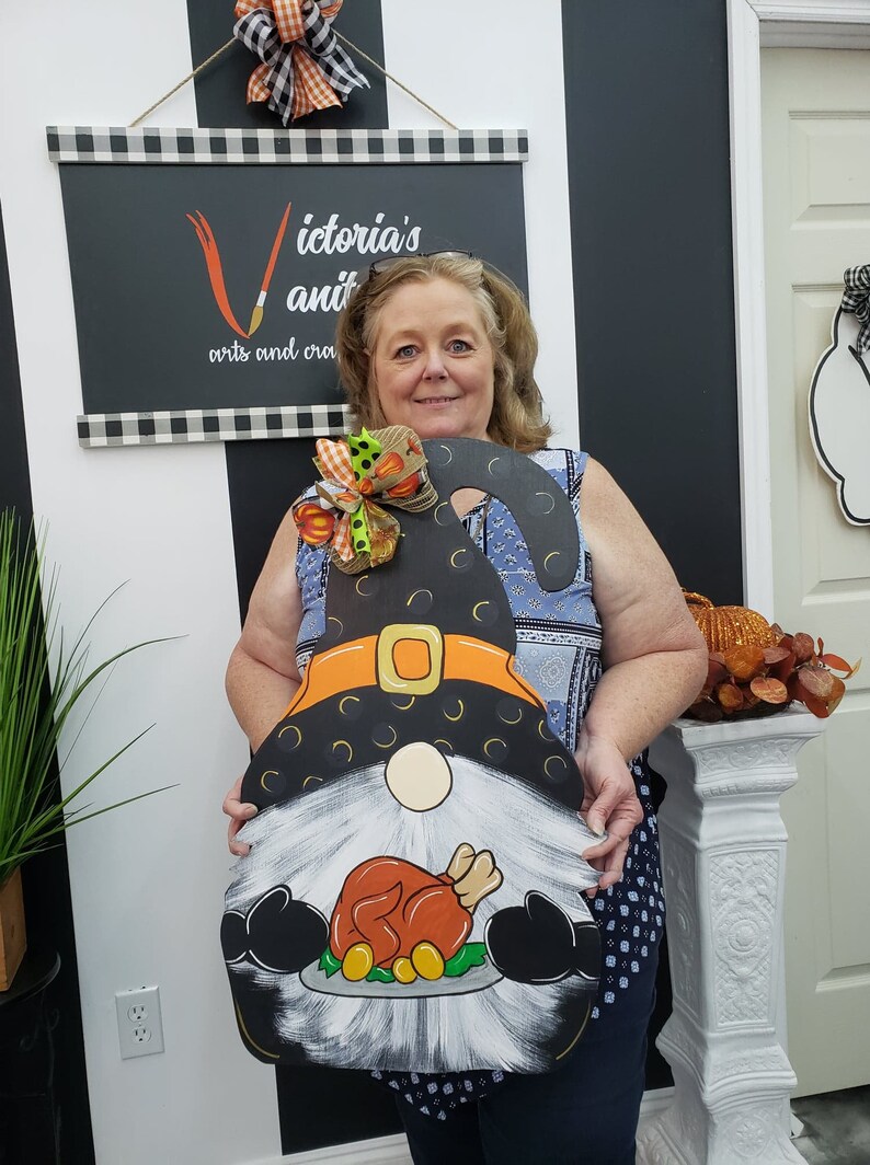 Gnome Thanksgiving Turkey Door Hanger Door Decor | Etsy