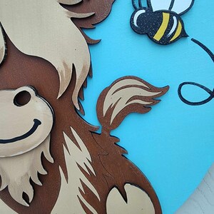 Highland Cow and Bee Welcome Door Hanger - Etsy