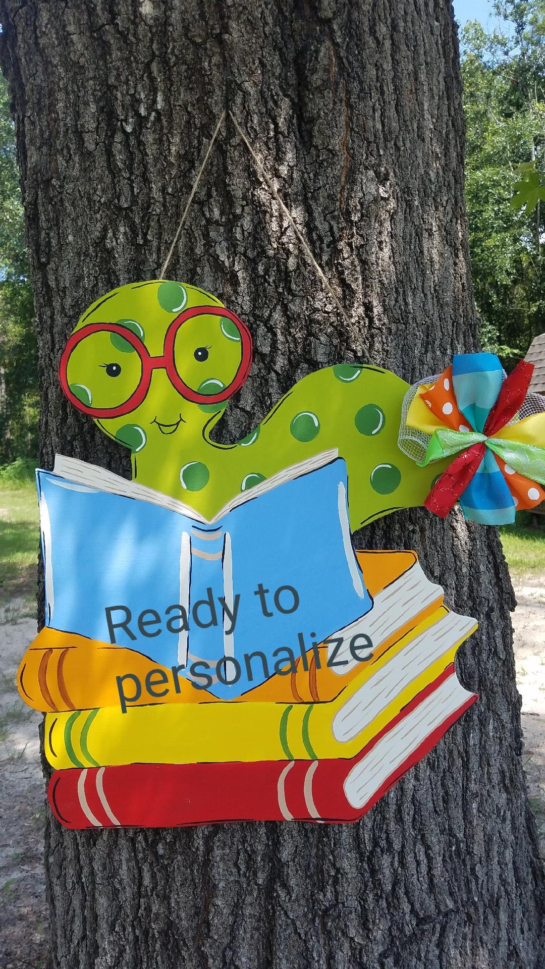 Book Worm, Back to School, Teacher, Gift, Door Hanger, Personalized - Etsy