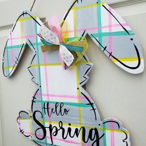 Plaid, Bunny, Hello, Spring, Door Hanger - Etsy