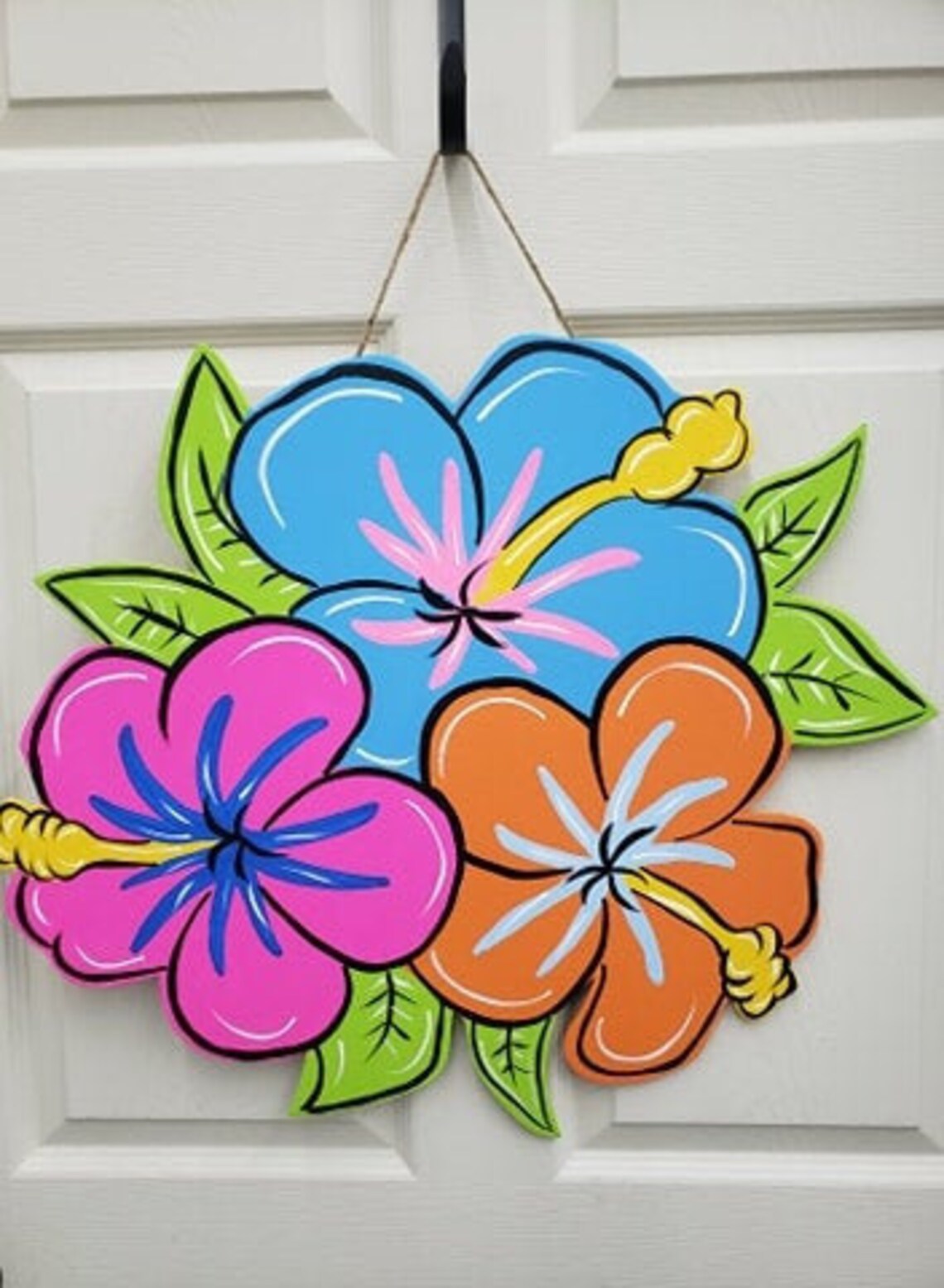 Hibiscus Flowers Door Hanger Door Decor Wreath Mothers | Etsy