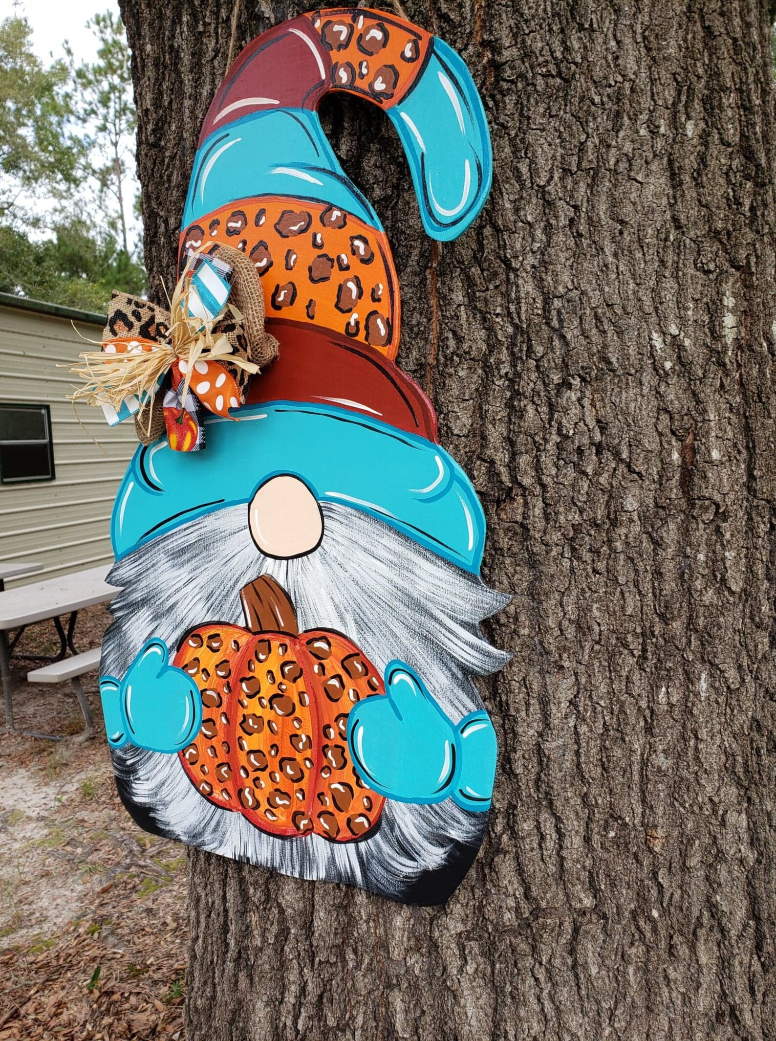 Fall Gnome Door Hanger Door Decor Leopard print Pumpkin | Etsy