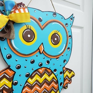 Teal, Fall, Owl, Door Hanger, Door Decor, Front Door - Etsy