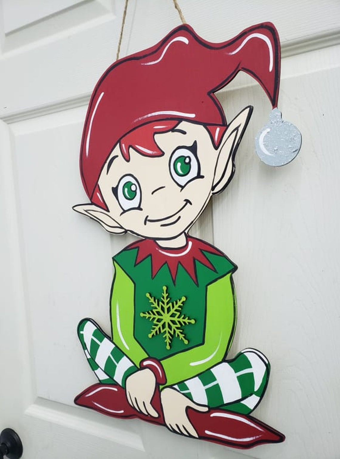 Christmas Elf Cute Door Hanger Door Decor Wreath | Etsy