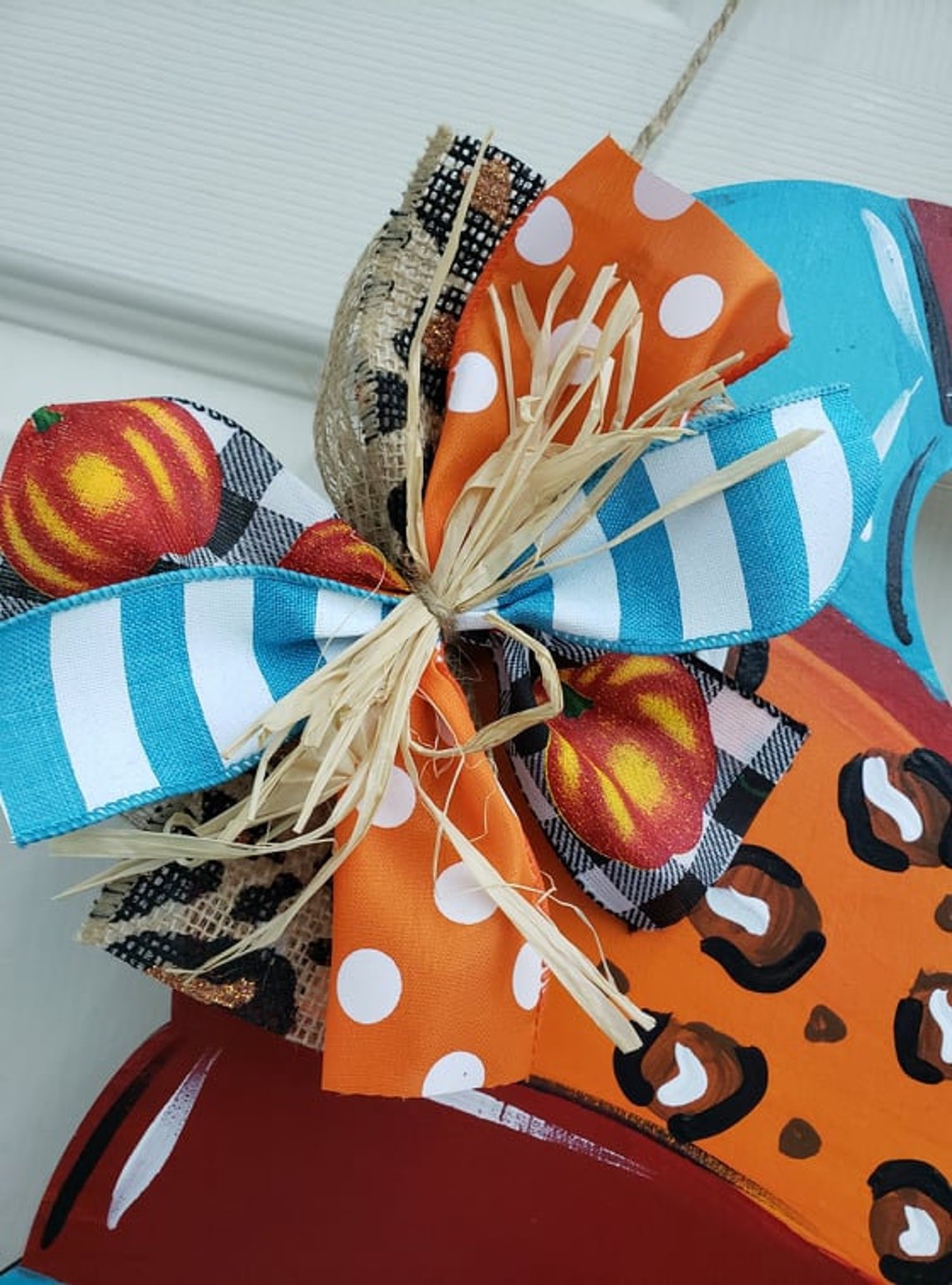 Fall Gnome Door Hanger Door Decor Leopard Print Pumpkin - Etsy