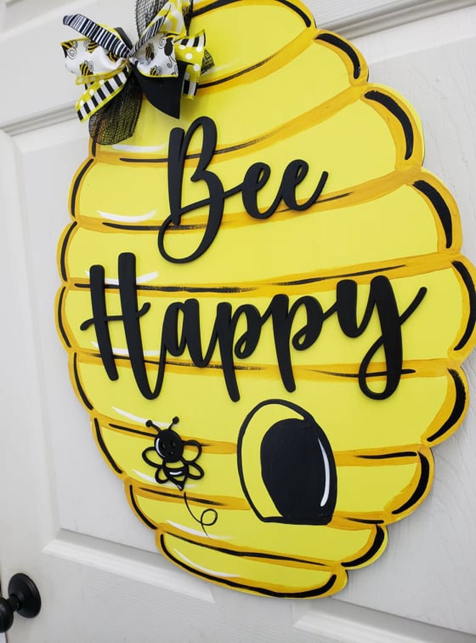 Bee Happy Hive Door Hanger - Etsy