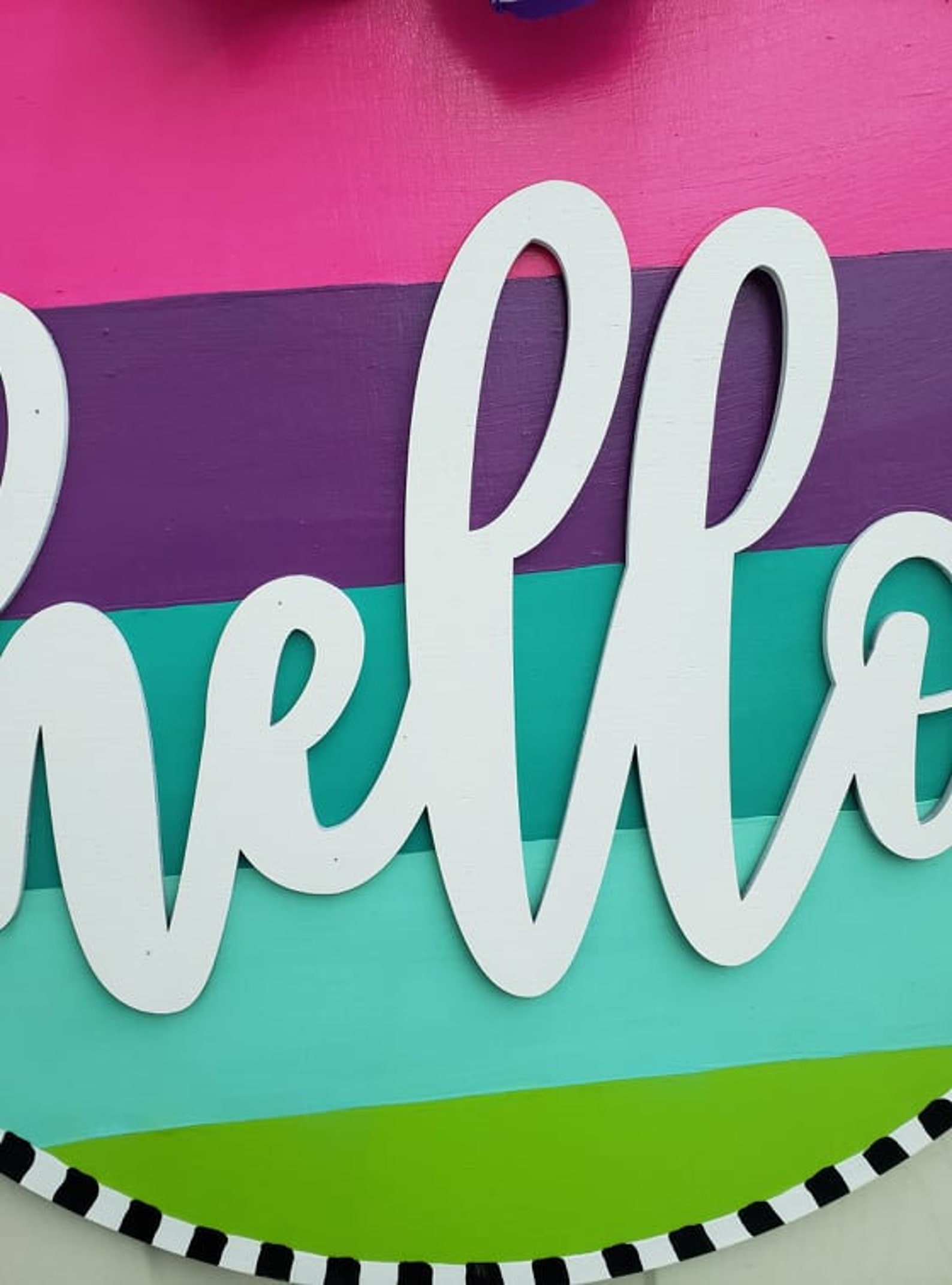 Hello Rainbow Round Door Hanger - Etsy