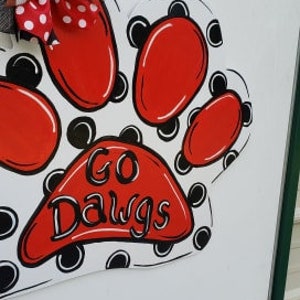 Go Dogs Go Dawgs Paw Print Door hanger Door DecorWreath | Etsy
