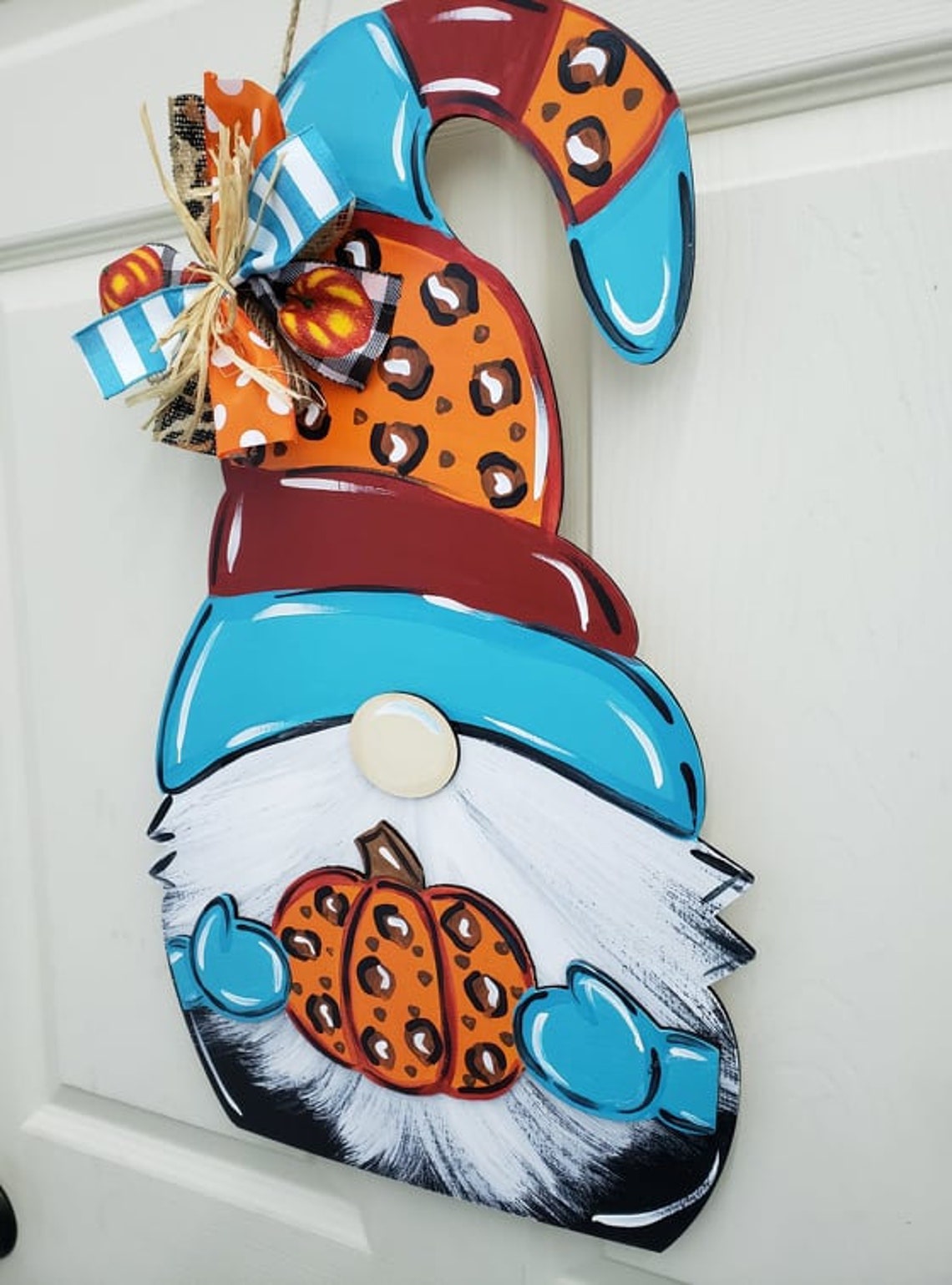 Fall Gnome Door Hanger Door Decor Leopard Print Pumpkin - Etsy