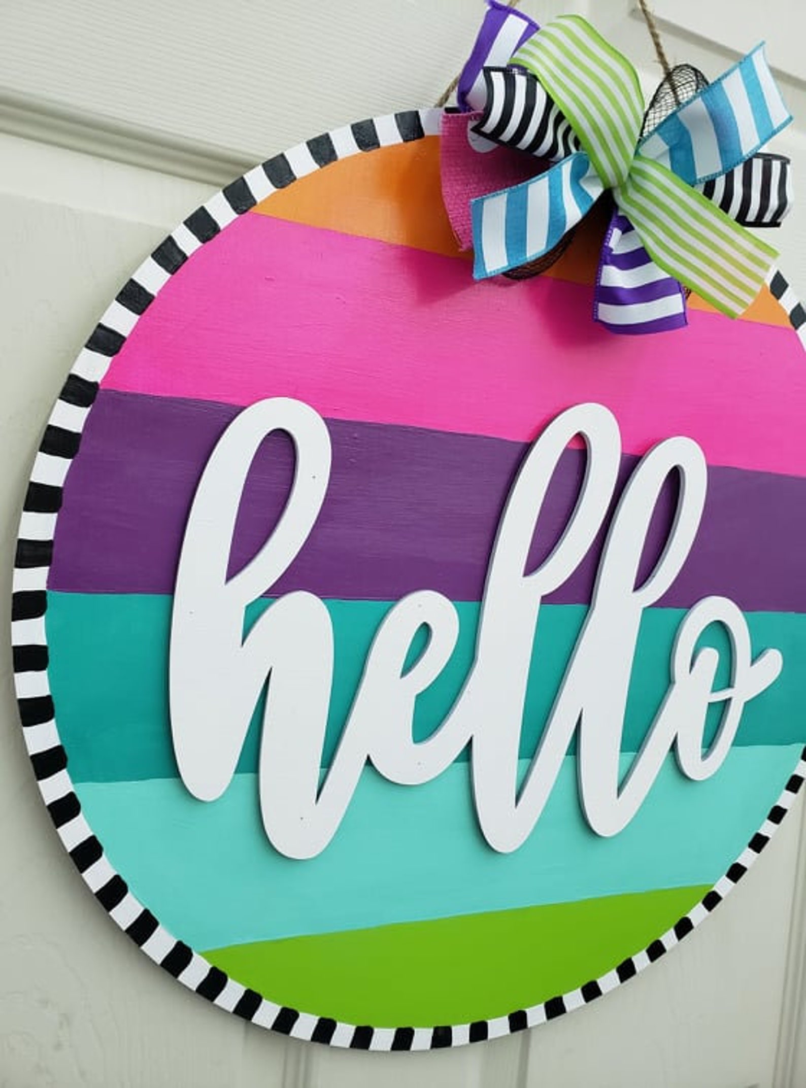 Hello Rainbow Round Door Hanger - Etsy