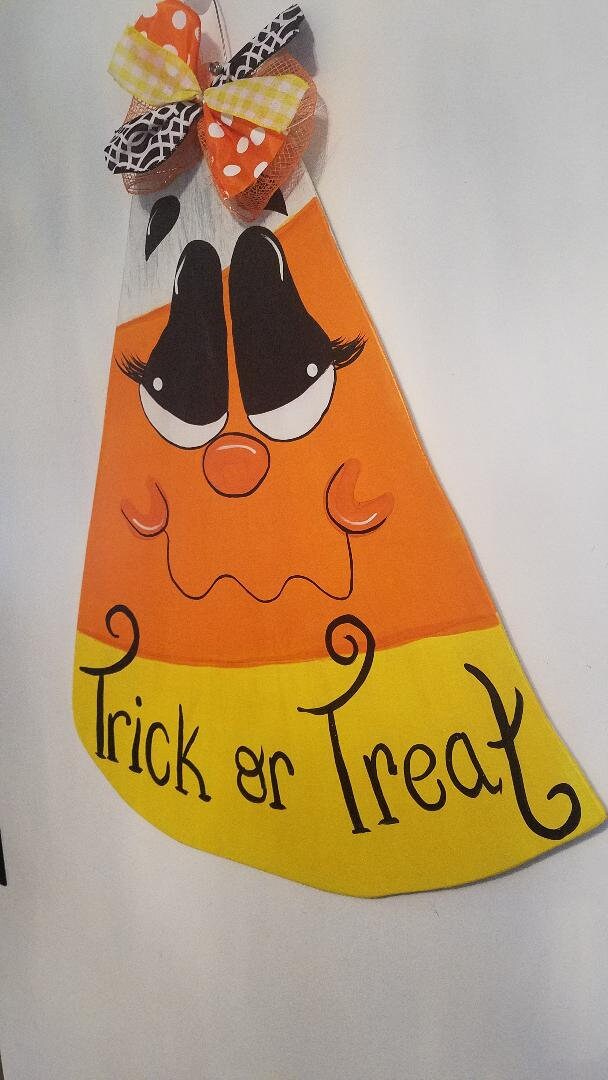 Halloween Candy Corn Cute Personalize Door Hanger Door - Etsy