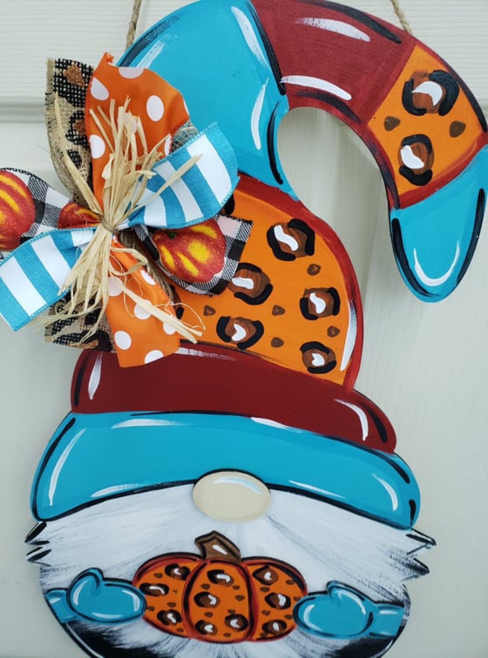 Fall Gnome, Door Hanger, Door Decor, Leopard Print, Pumpkin - Etsy