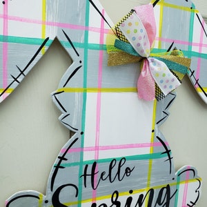 Plaid, Bunny, Hello, Spring, Door Hanger - Etsy
