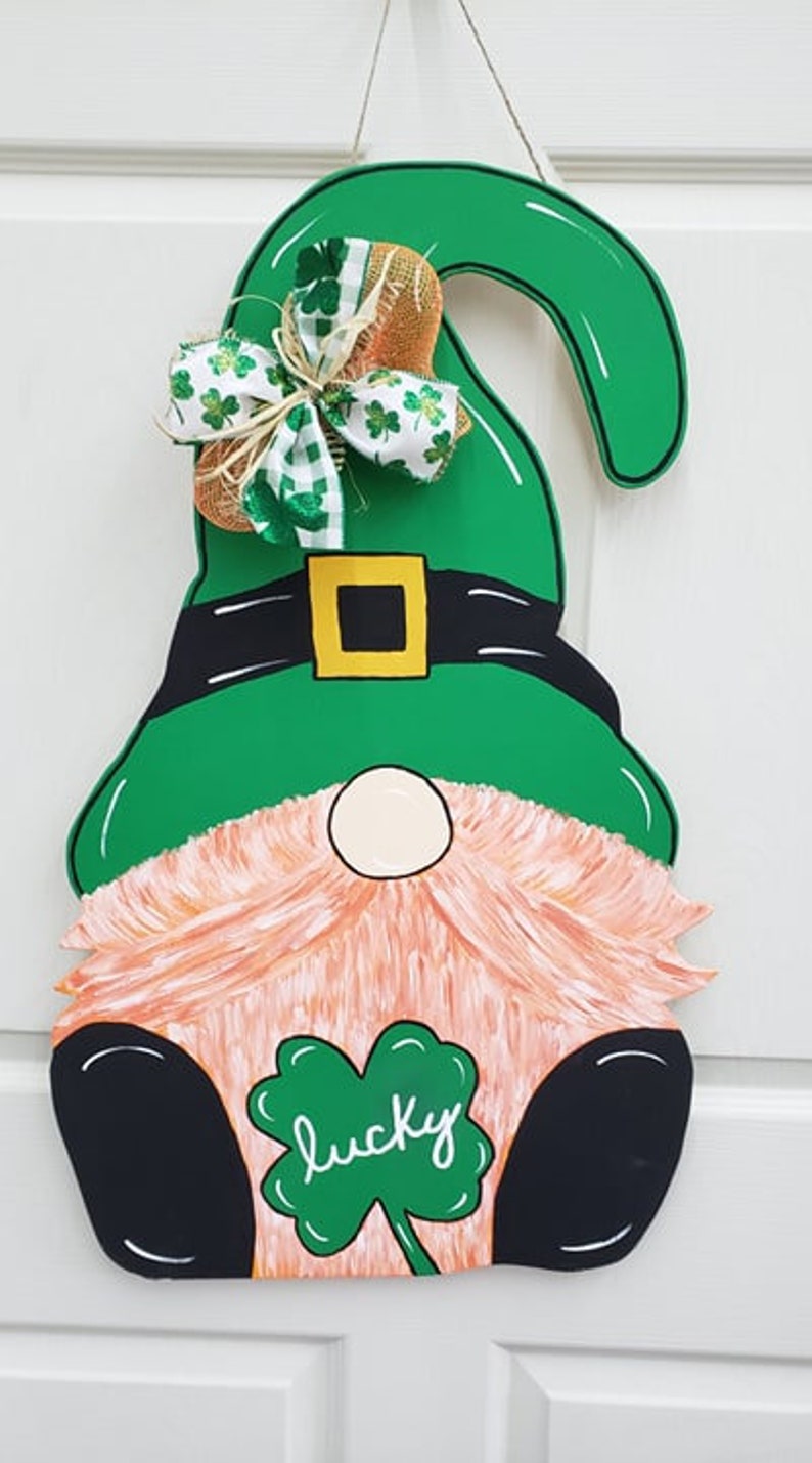 St. Patrick's Day Gnome Door Hanger Door Decor Wreath | Etsy