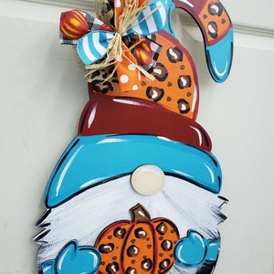 Fall Gnome, Door Hanger, Door Decor, Leopard Print, Pumpkin - Etsy