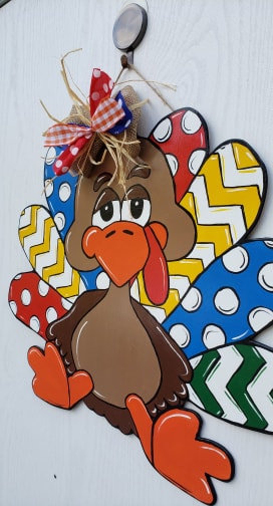 Cute Colorful Turkey Door Hanger Thanksgiving Door Decor | Etsy