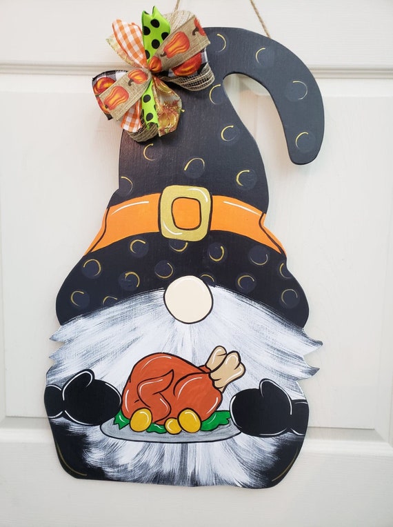 Gnome Thanksgiving Turkey Door Hanger Door Decor | Etsy