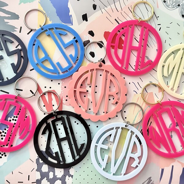Monogram Keychain - Etsy