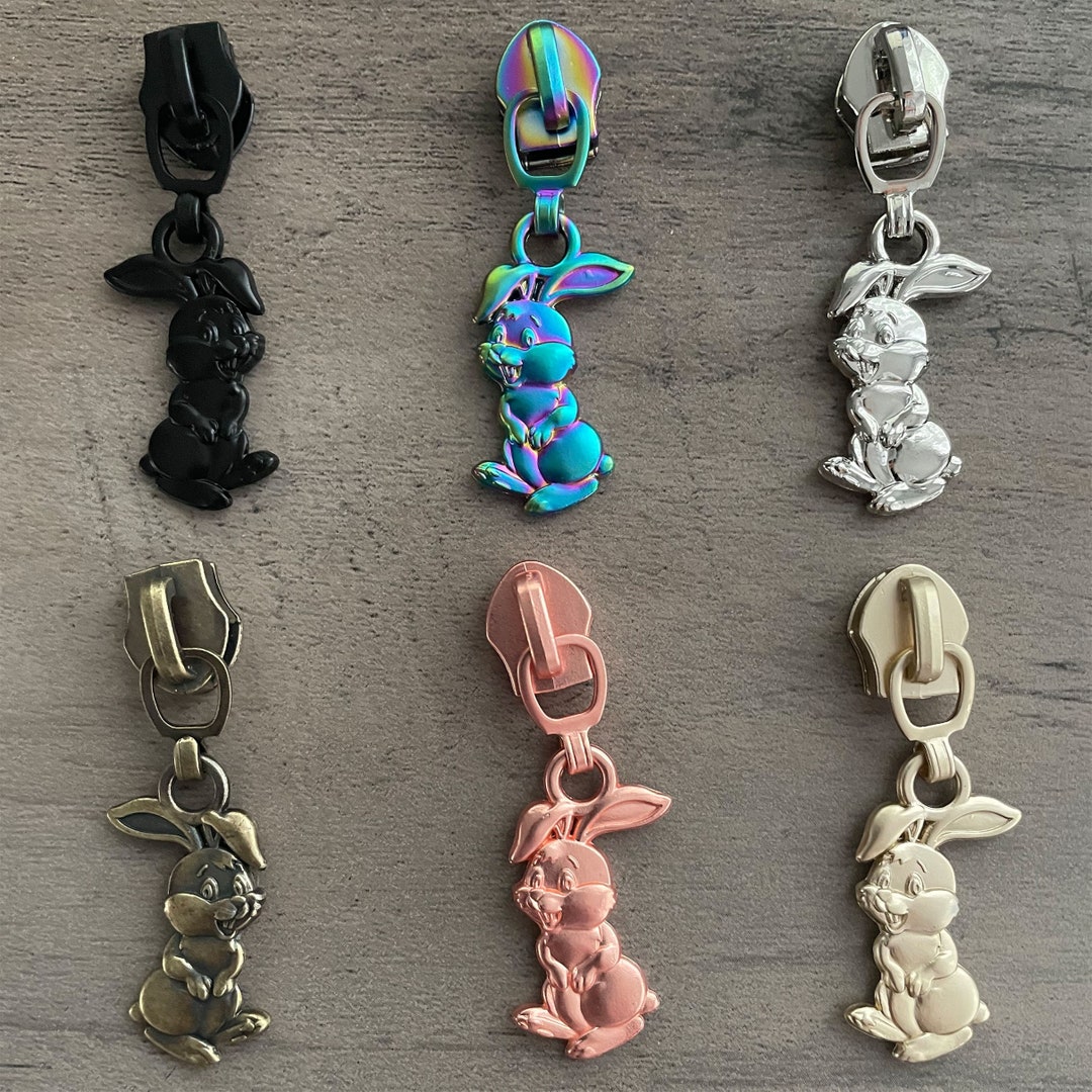 Rabbit Zipper Pulls (5 Pcs) Designed for #5 Nylon Zipper Tape. No. 5 ...