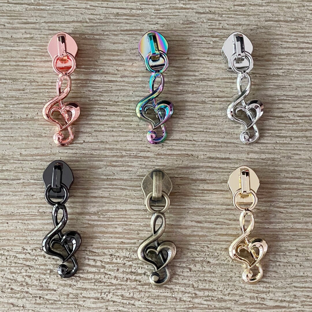 Music Note Zipper Pulls (5 Pcs) Designed for #5 Nylon Zipper Tape. No ...