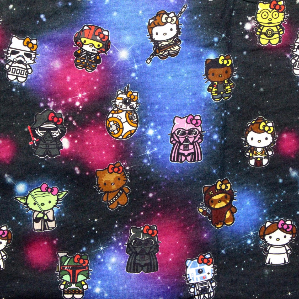 Hello Kitty Star Wars theme. 100% Cotton Printed fabric for | Etsy