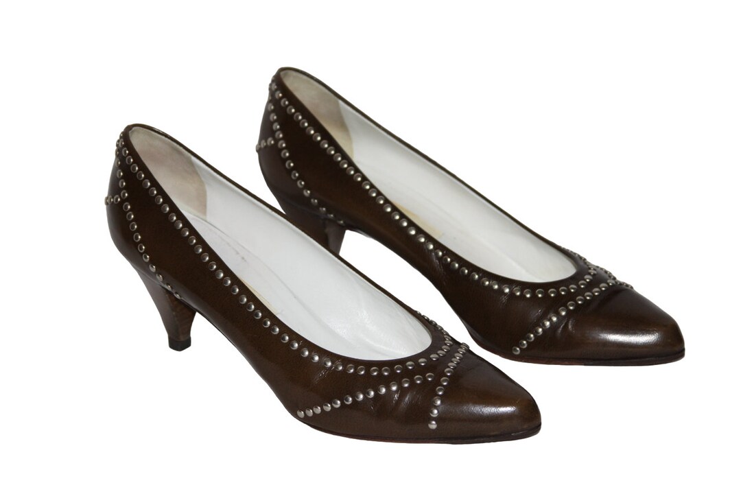Designer Pollini Vero Cuoio Genuine Vintage Genuine Leather Shoes Pumps ...