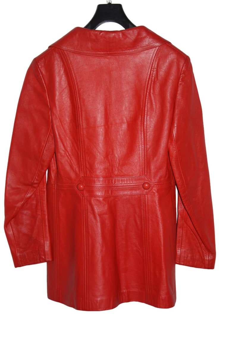 Women's Cherry London Red Short Genuine Leather Demi-season Tailored ...