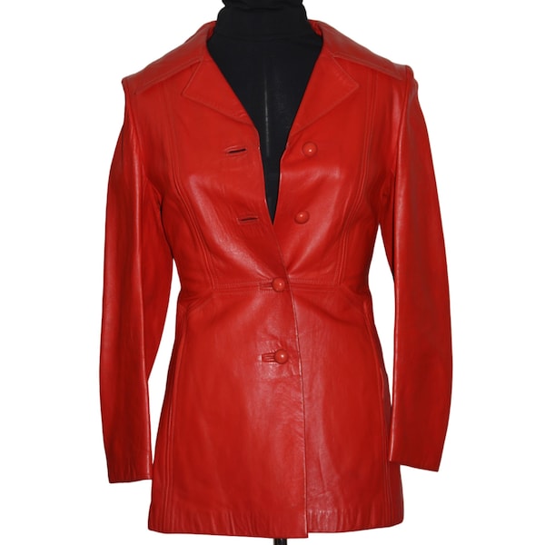 Cherry Red Leather Jacket - Etsy