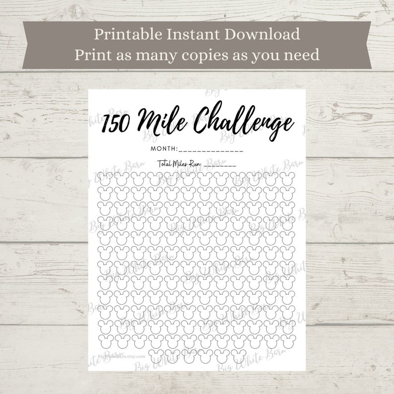 Printable 150 Mile Challenge Tracker Running Tracker Running | Etsy