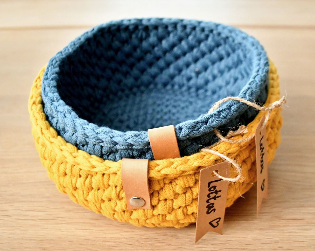 Textile Basket Crochet Basket Basket Made of Textile Yarn Bread Basket ...