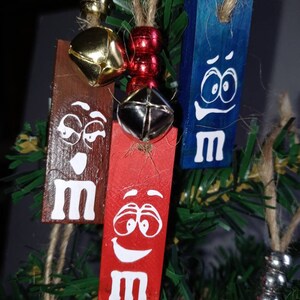 Set of Six Handcrafted M&M Inspired Wooden Block Ornaments - Etsy