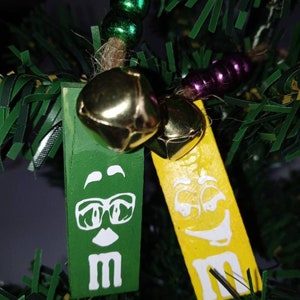 Set of Six Handcrafted M&M Inspired Wooden Block Ornaments - Etsy