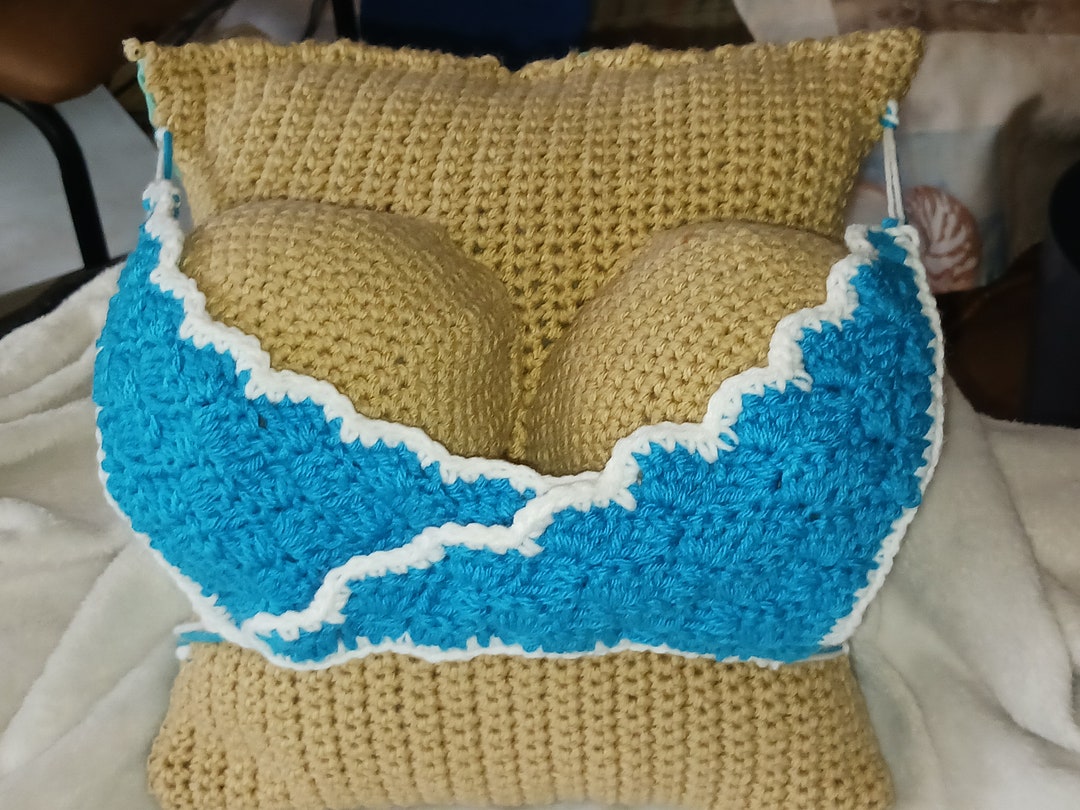 Novelty Bikini Pillow: Aqua Faux Leather Accent - Etsy