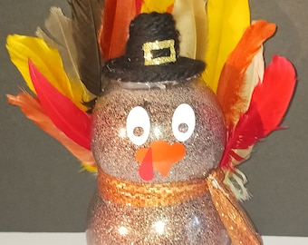 Thanksgiving Glass Turkey Centerpiece Turkey Tabletop - Etsy
