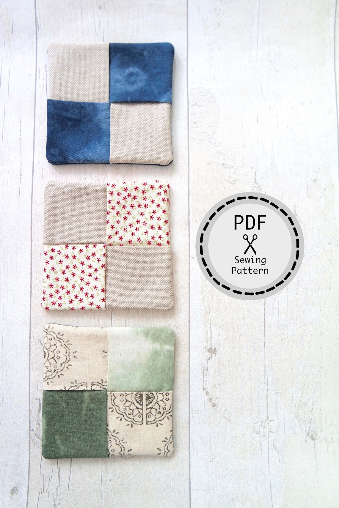 Square Coaster/ Patchwork Coaster PDF Sewing Pattern, Instant Download ...
