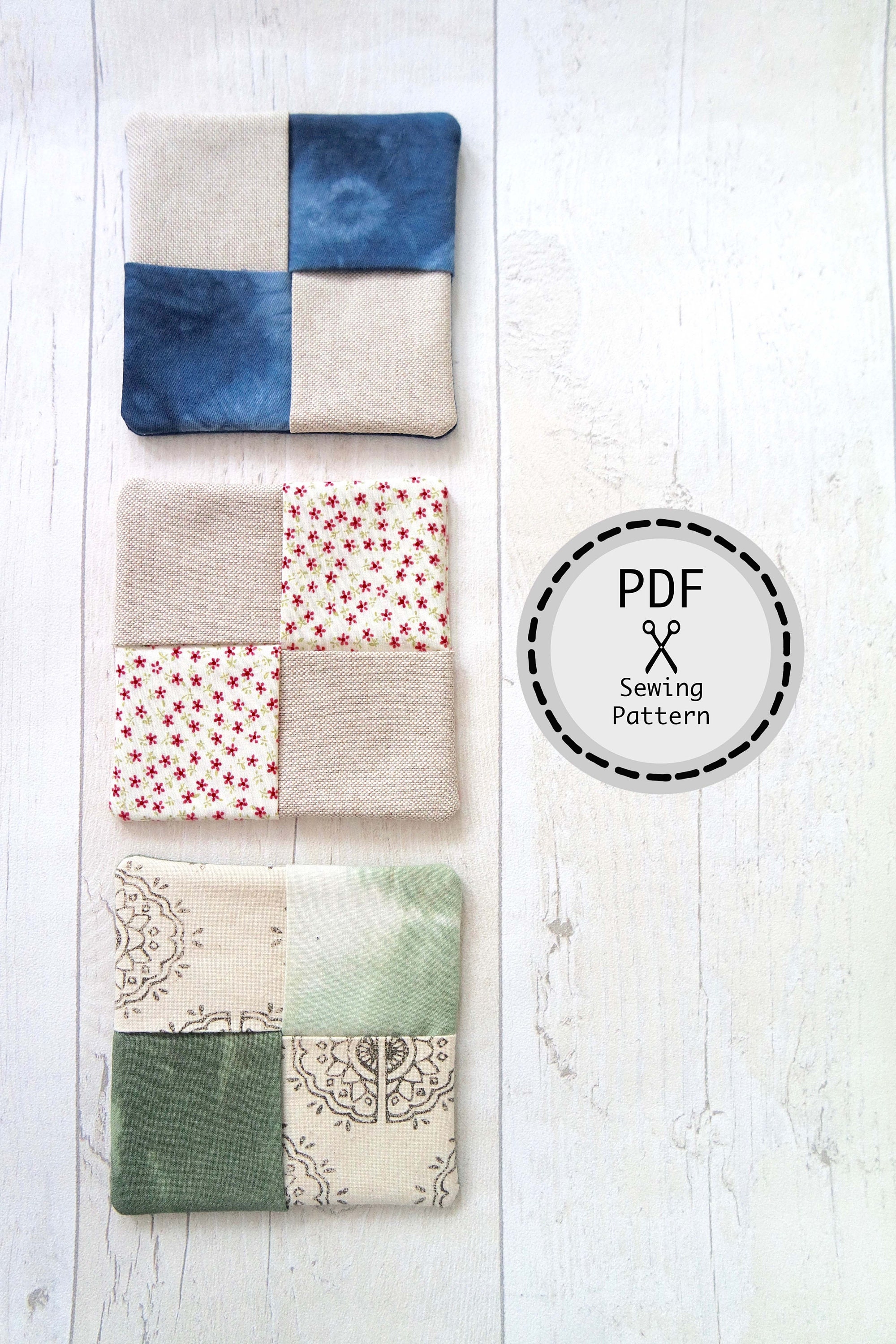 Square Coaster/ Patchwork Coaster PDF Sewing Pattern Instant | Etsy