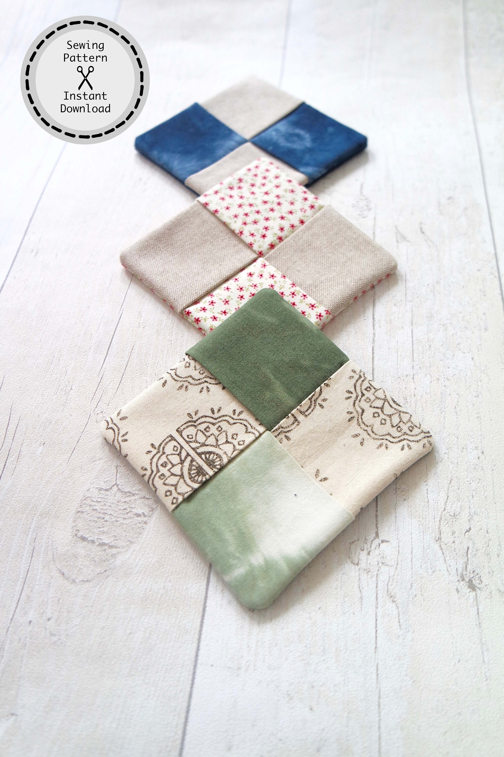 Square Coaster/ Patchwork Coaster PDF sewing pattern instant | Etsy