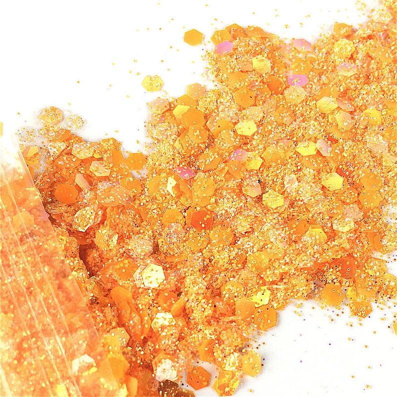 Orange Fluro Candy Floss Chunky Metallic Iridescent Glitter | Etsy