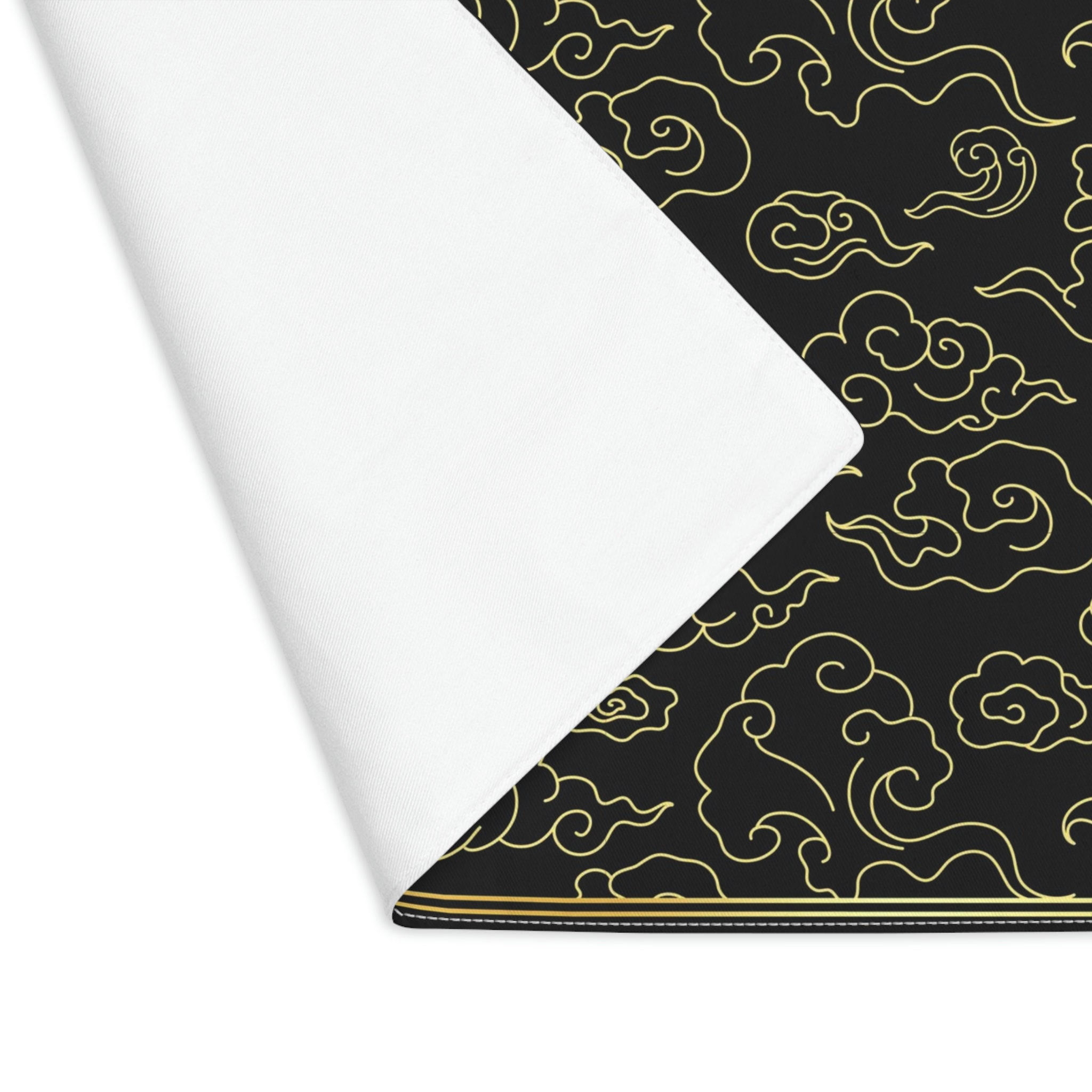 Chinoiserie Placemat Aesthetic Gold Clouds Dining Table Mat, Gold Black ...