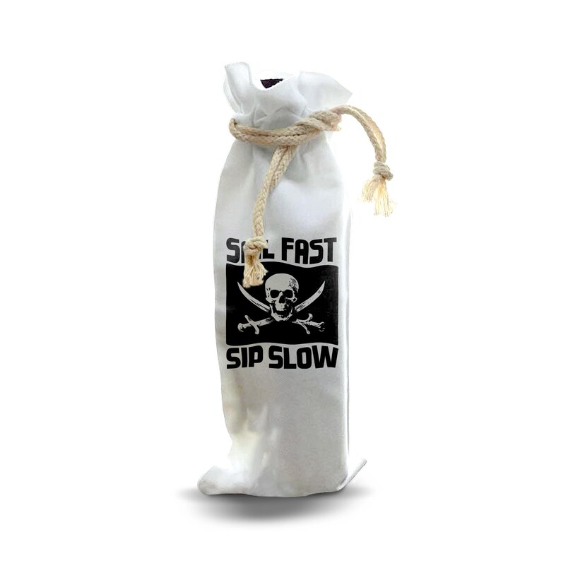 Jolitee Wine Bottle Gift Bag – Sail Fast Sip Slow – Pirate Skull ...